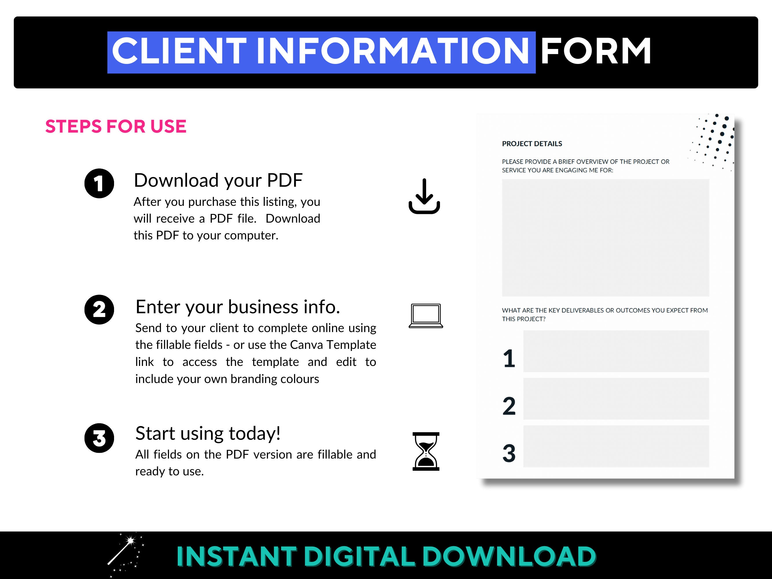 Client Information Request Form, US Size Fillable PDF Client Onboarding ...