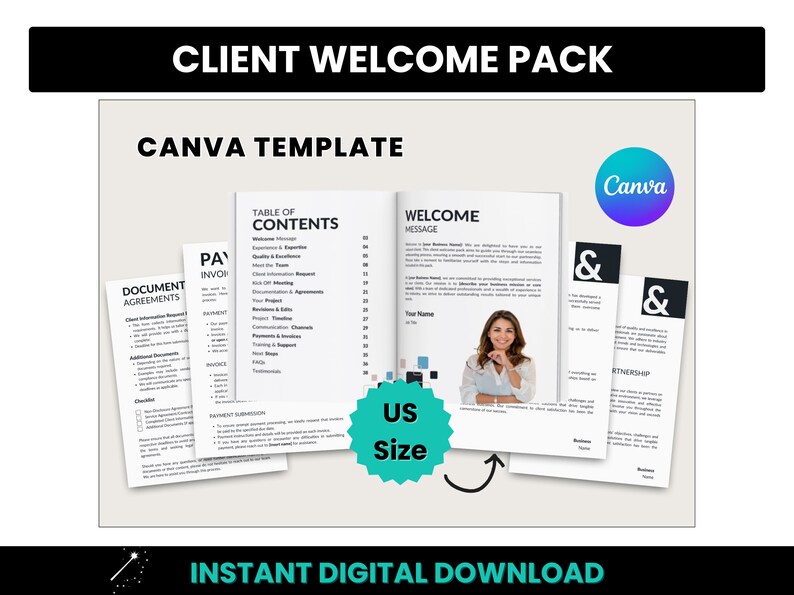 Client Welcome Pack | US Size New Client Onboarding Pack | Editable ...