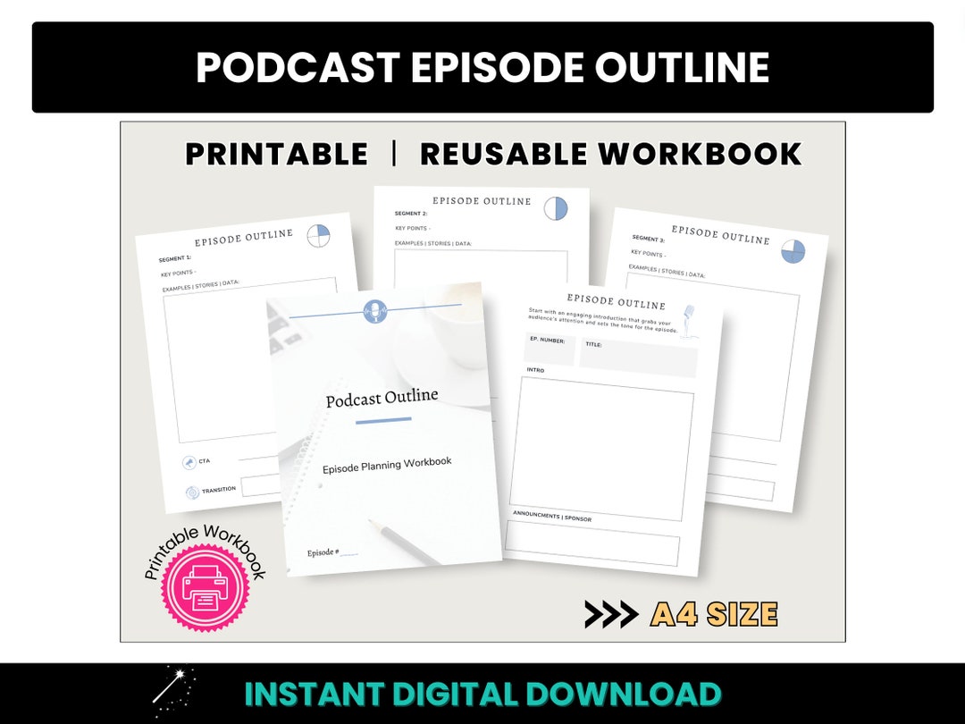 Podcast Episode Outline Workbook, A4 Size Podcast Episode Content Plan ...