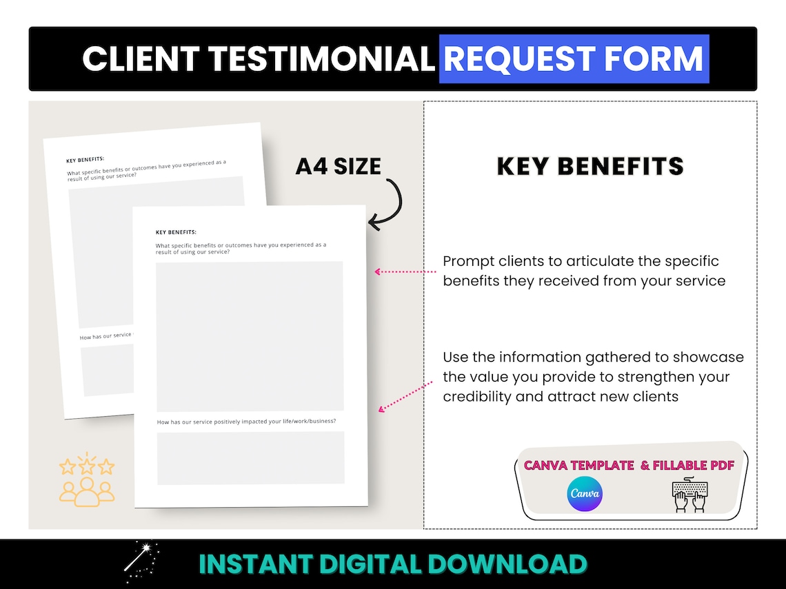 Client Testimonial Form, A4 Size Customer Testimonial Collection Form ...