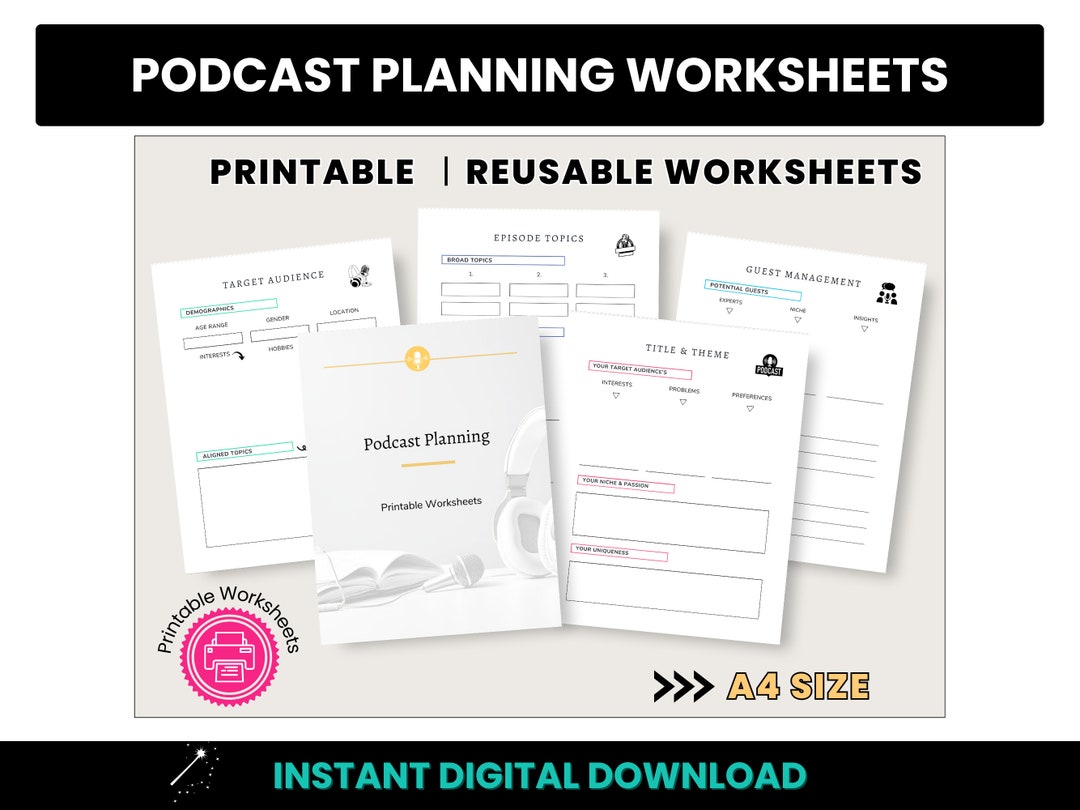 Podcast Planning Worksheets, A4 Size Podcast Planner, Podcast Printable ...