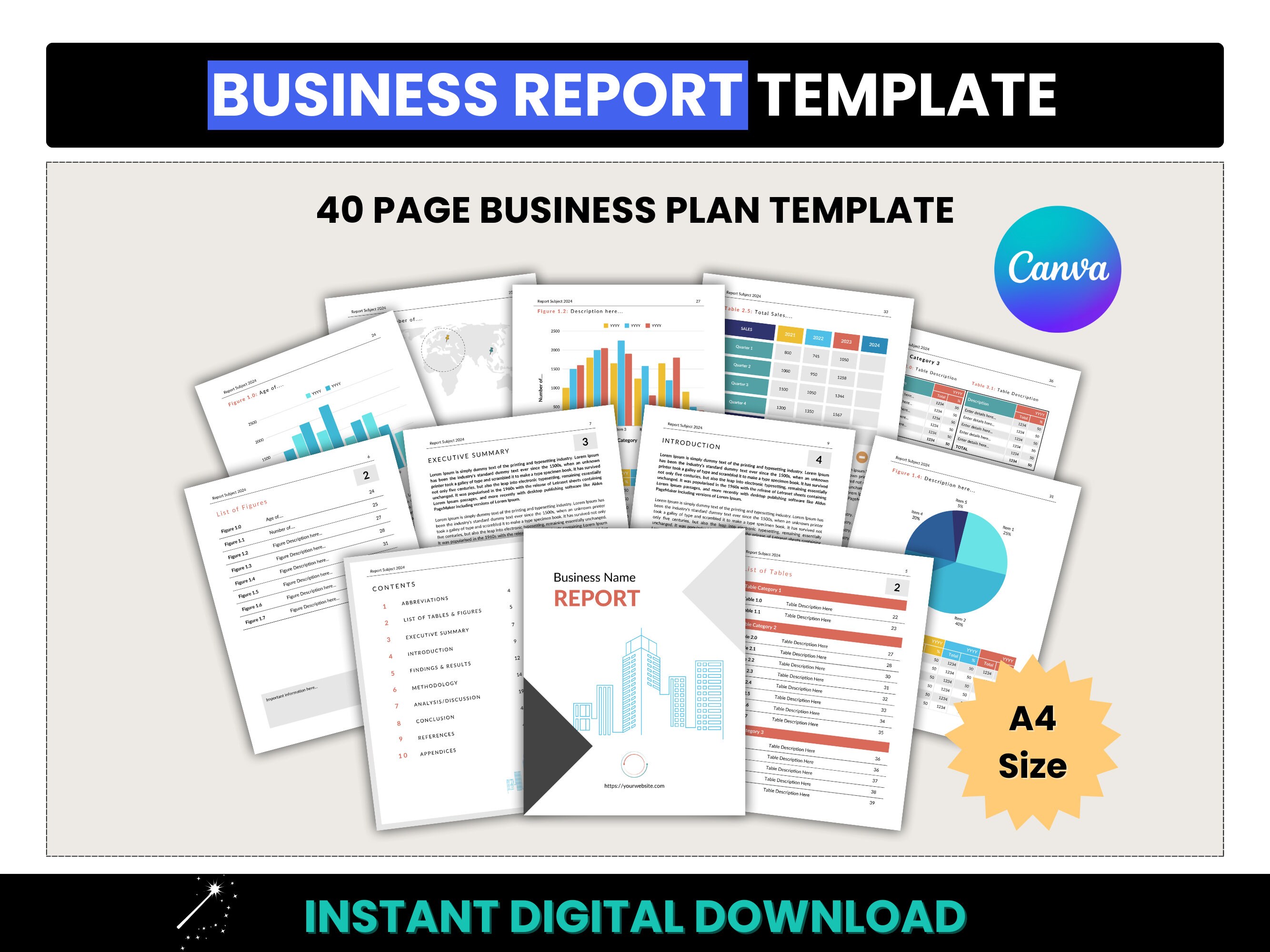 A4 Business Report Template: Editable Canva Design (digital Download ...