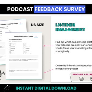 Podcast Feedback Survey Template, US Size Podcast Show Questionnaire ...
