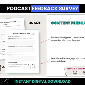 Podcast Feedback Survey Template, US Size Podcast Show Questionnaire ...