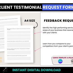 Client Testimonial Form, A4 Size Customer Testimonial Collection Form ...
