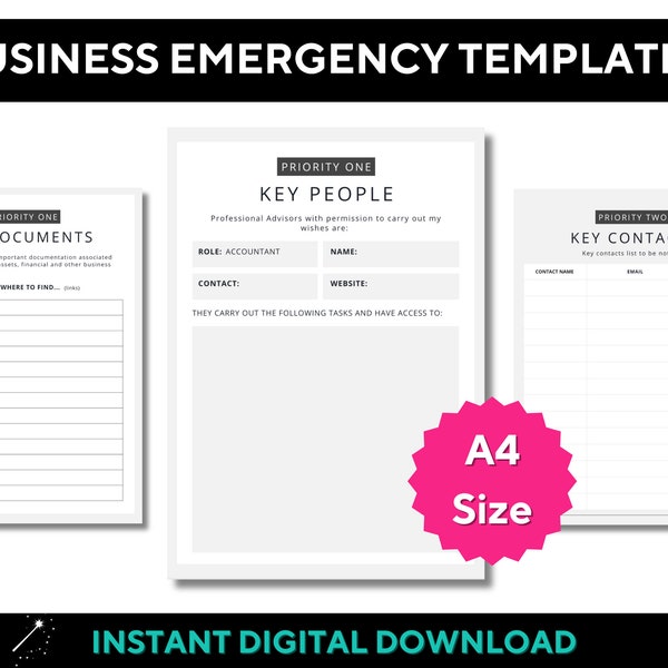 In Case of Emergency Template - Etsy