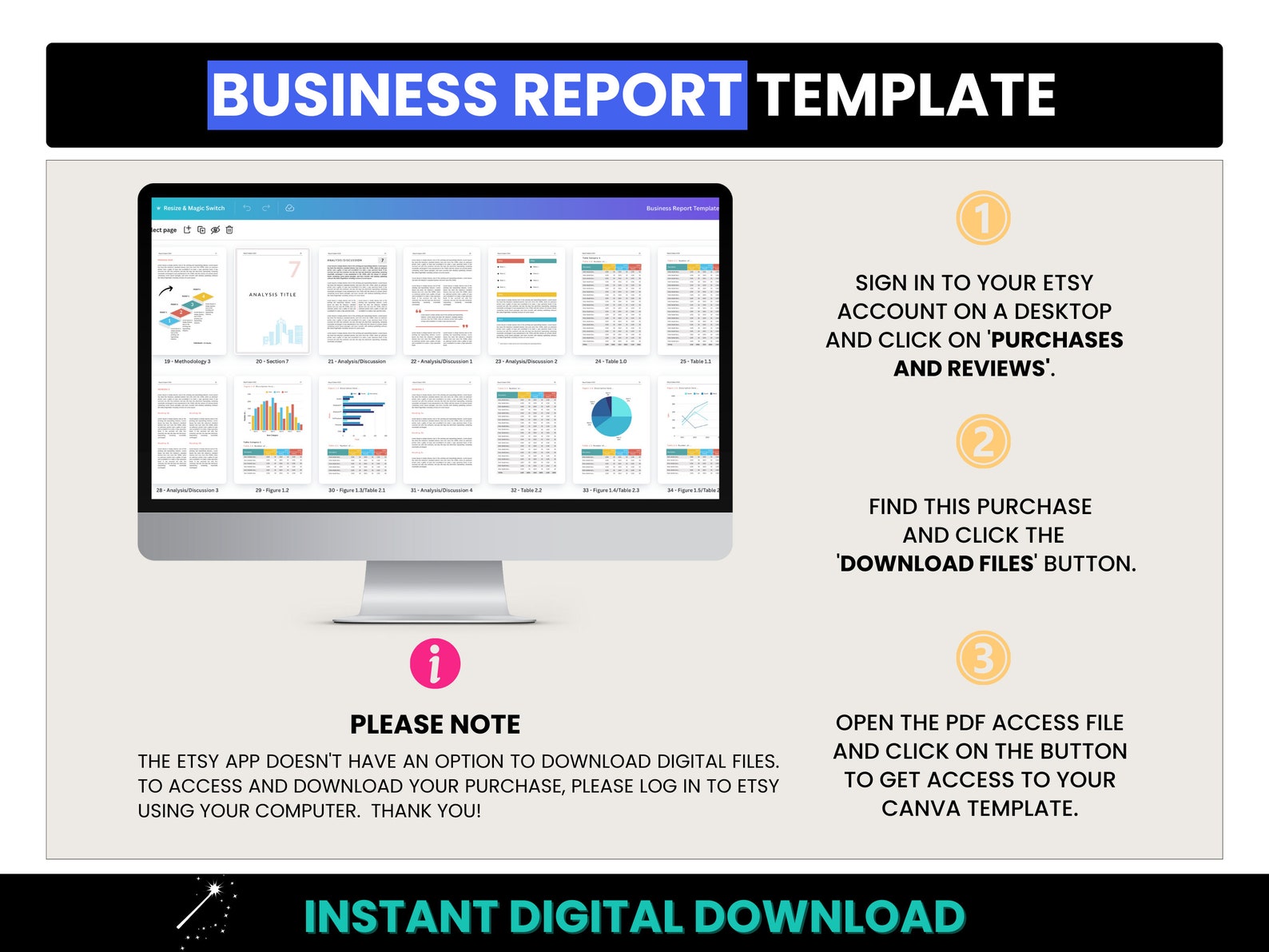 A4 Business Report Template: Editable Canva Design (digital Download ...