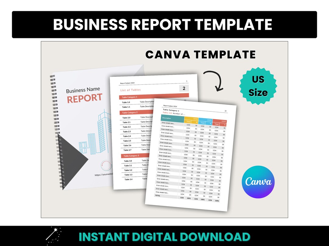 Business Report Template | US Size Business Annual Report | Editable ...
