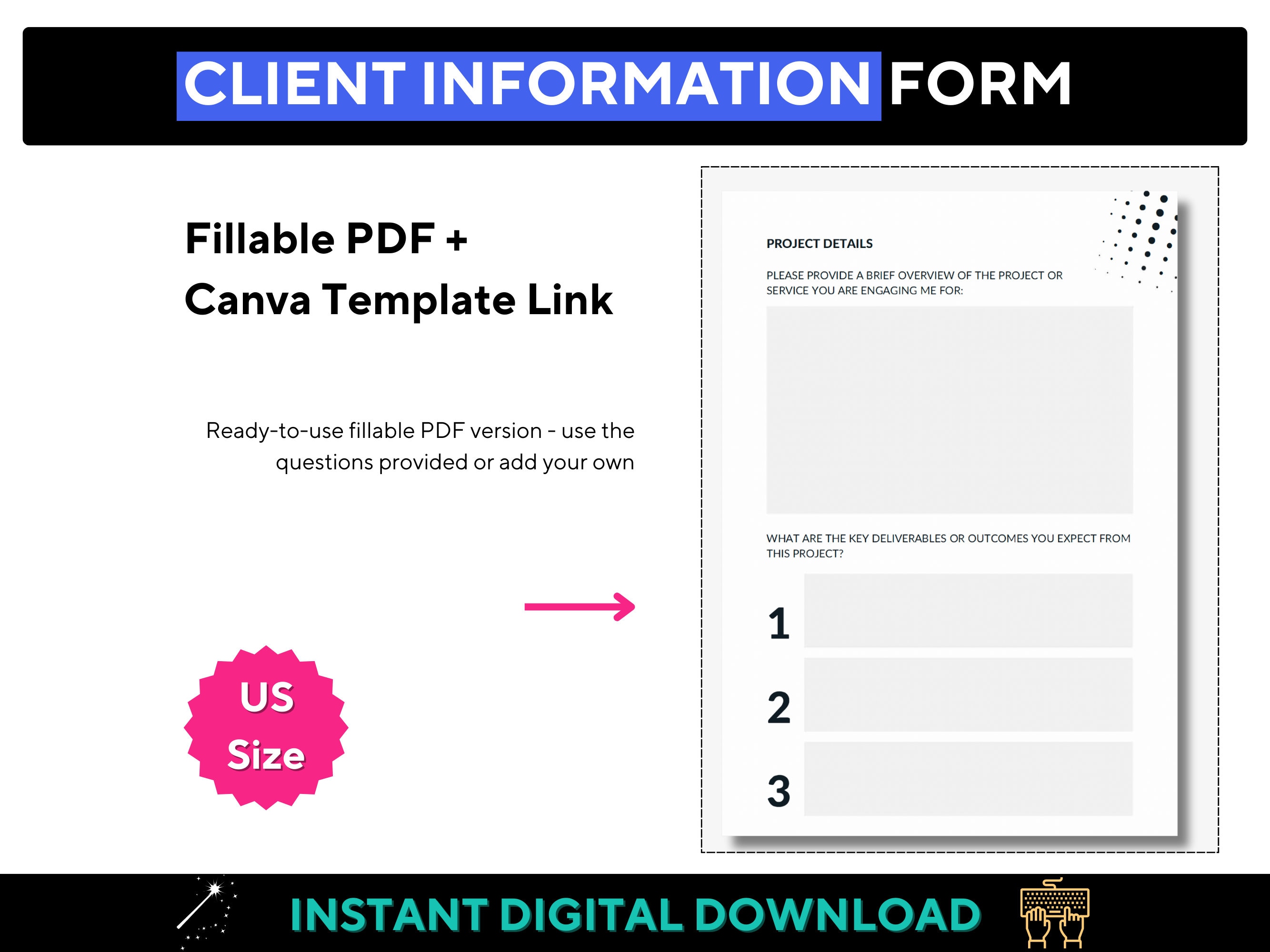 Client Information Request Form, US Size Fillable PDF Client Onboarding ...