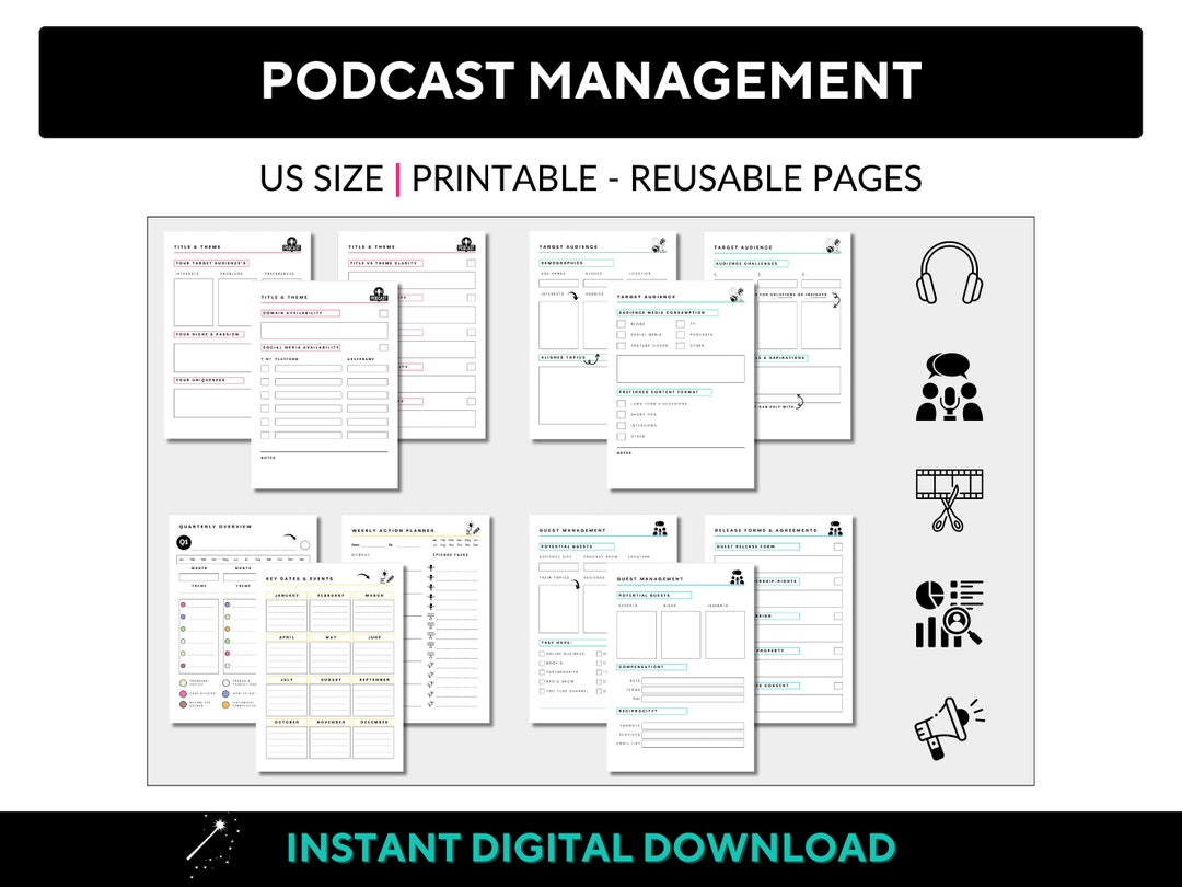 Podcast Management, Episode Planning Checklist, Printable Podcast Topic ...
