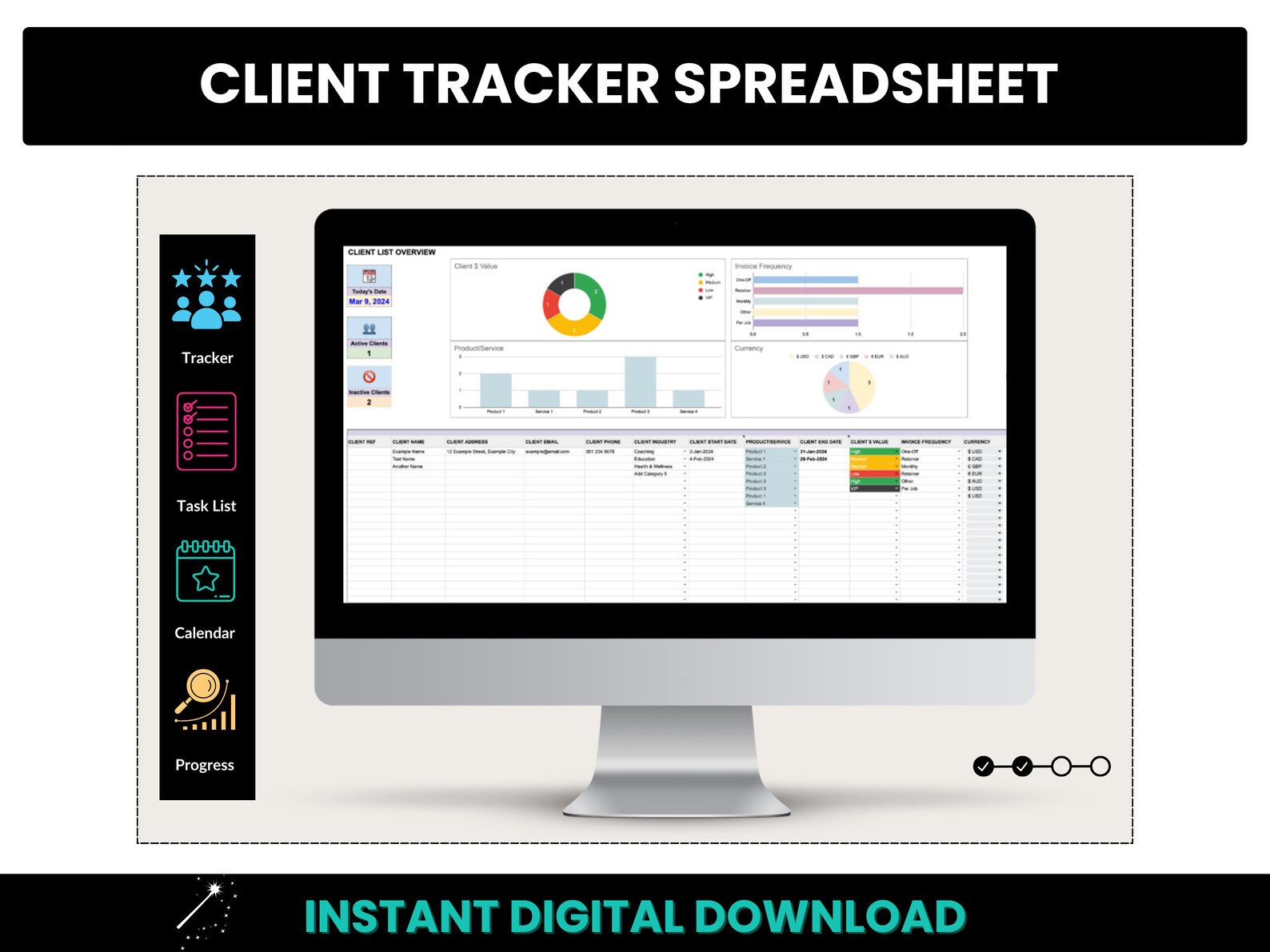 Client Tracker Spreadsheet, Client Management CRM Tool, Google Sheets ...