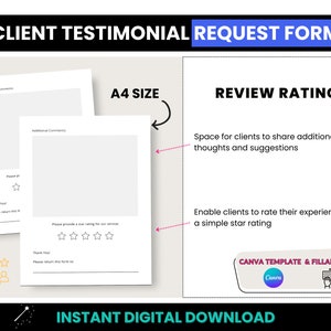 Client Testimonial Form, A4 Size Customer Testimonial Collection Form ...