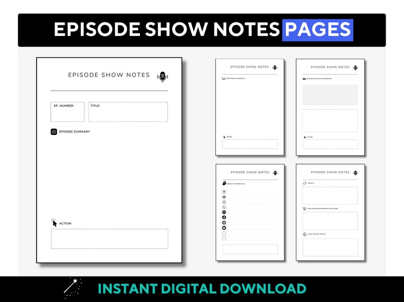 Podcast Episode Show Notes Template, US Printable Podcast Show Notes ...