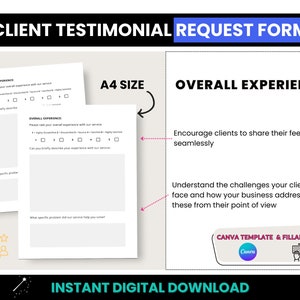 Client Testimonial Form, A4 Size Customer Testimonial Collection Form ...