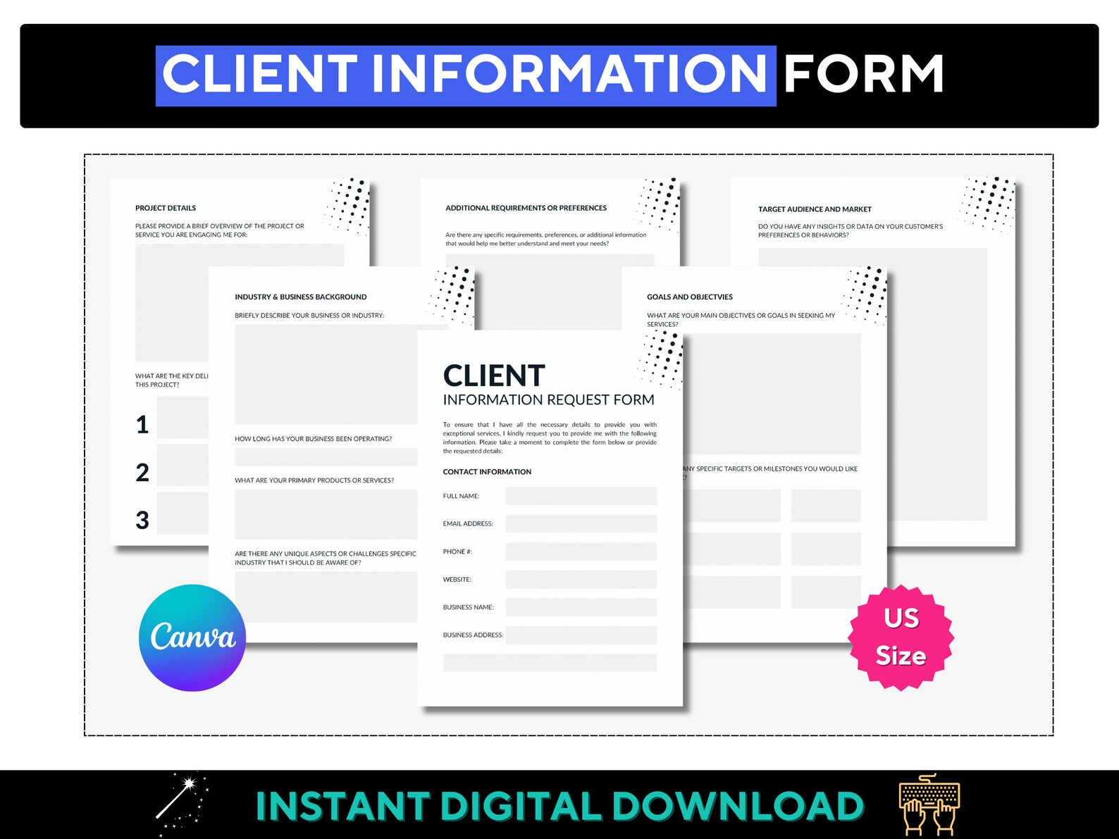 Client Information Request Form, US Size Fillable PDF Client Onboarding ...
