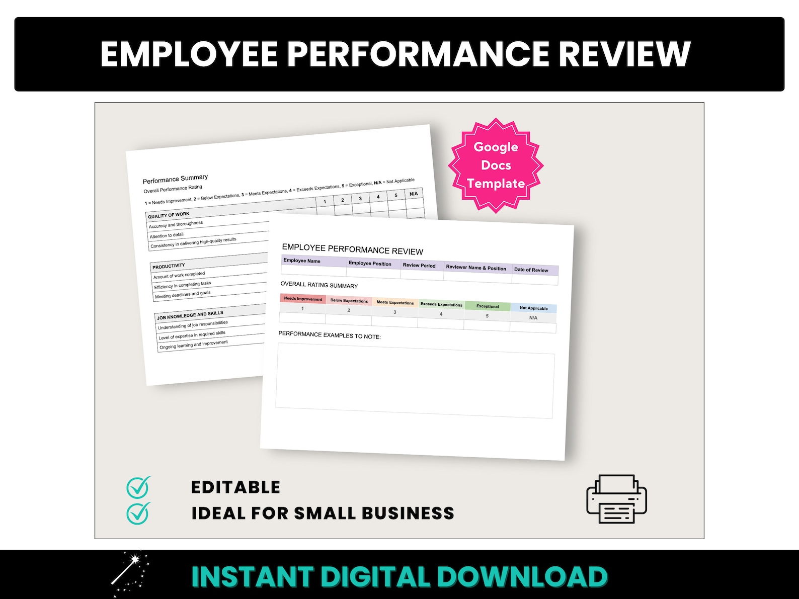 Employee Performance Review, Business HR Template, Employee Evaluation ...