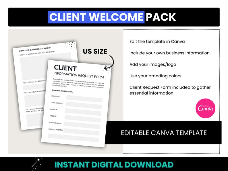 Client Welcome Pack | US Size New Client Onboarding Pack | Editable ...