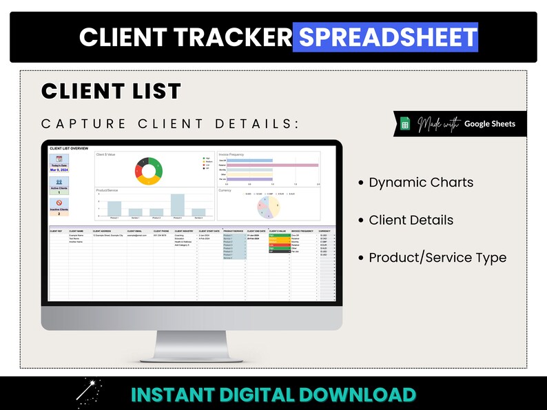 Client Tracker Spreadsheet, Client Management CRM Tool, Google Sheets ...
