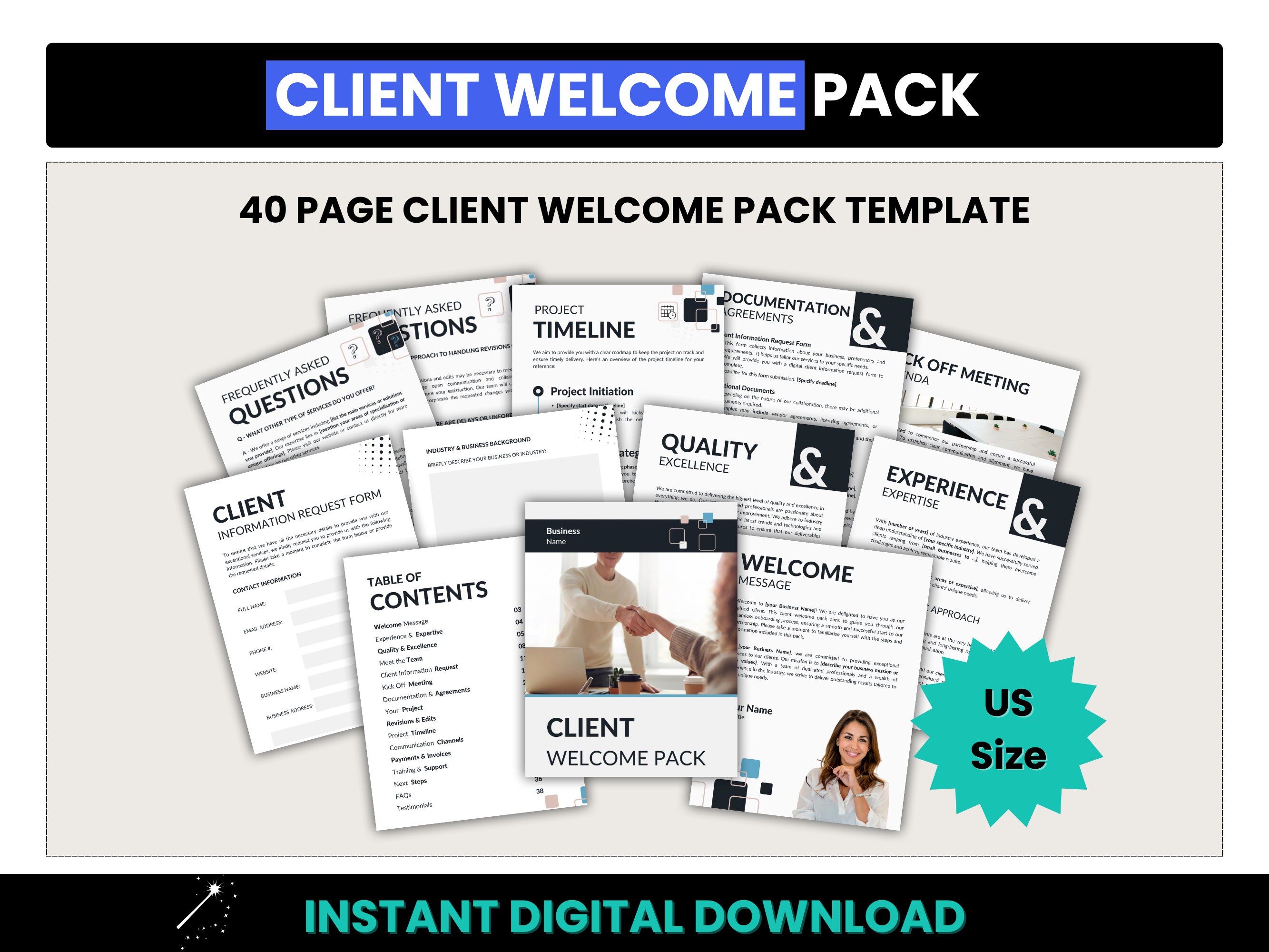 Client Welcome Pack | US Size New Client Onboarding Pack | Editable ...