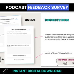Podcast Feedback Survey Template, US Size Podcast Show Questionnaire ...