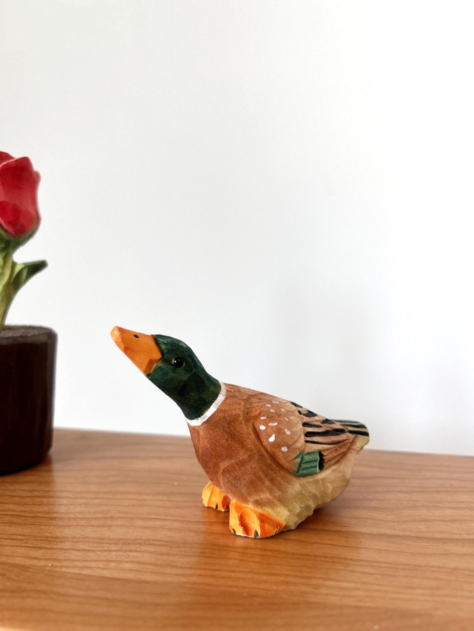 Hand Carved Wooden Mallard Duck Figurine - Etsy