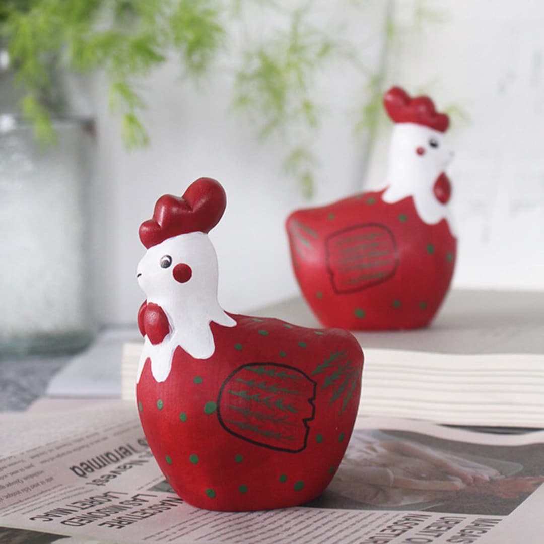 Wooden Chicken Ornament,red Chicken Decor,outdoor Yard Decor ...