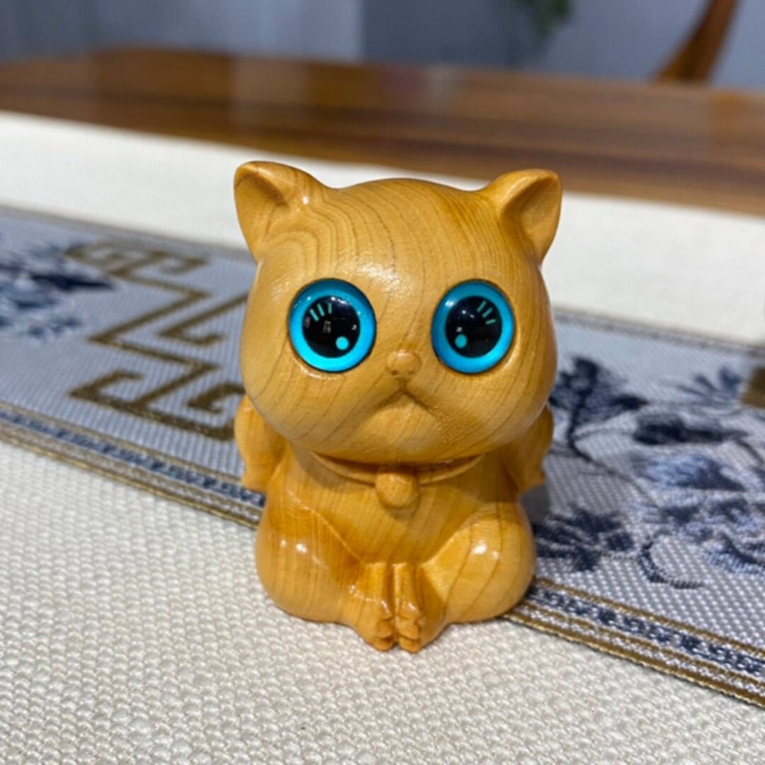 Angry Wooden Cat,wooden Sculpture,cat Ornaments,wood Carving,gift for ...