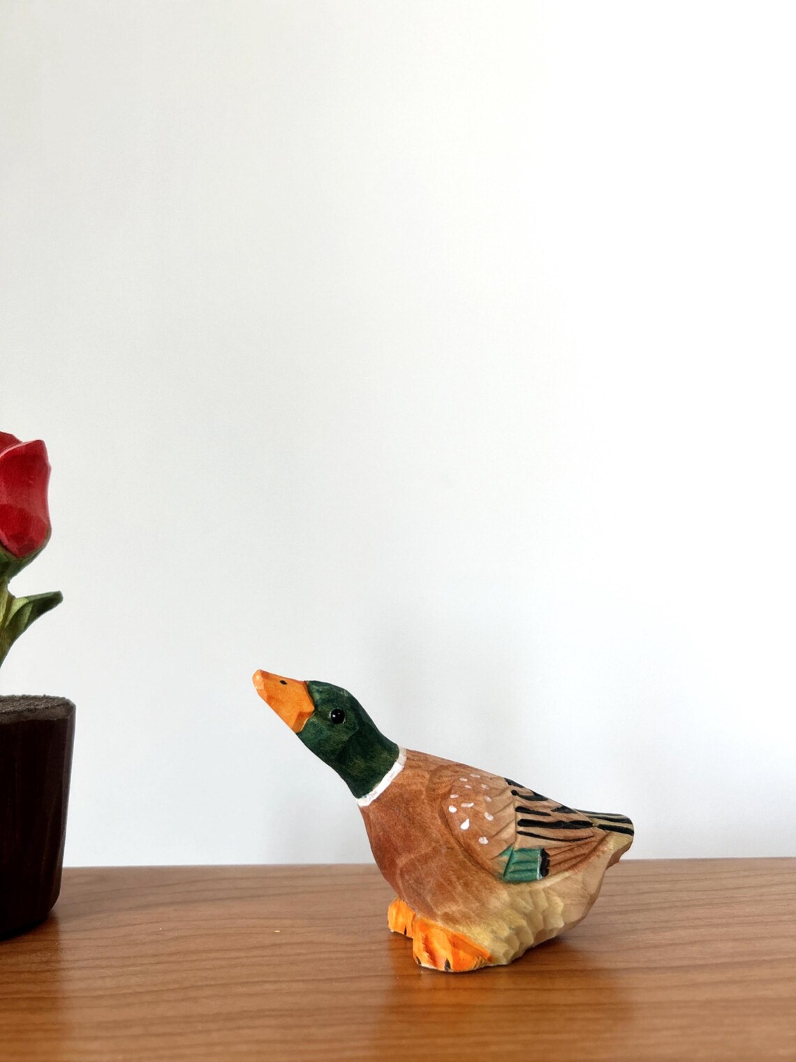 Hand Carved Wooden Mallard Duck Figurine - Etsy