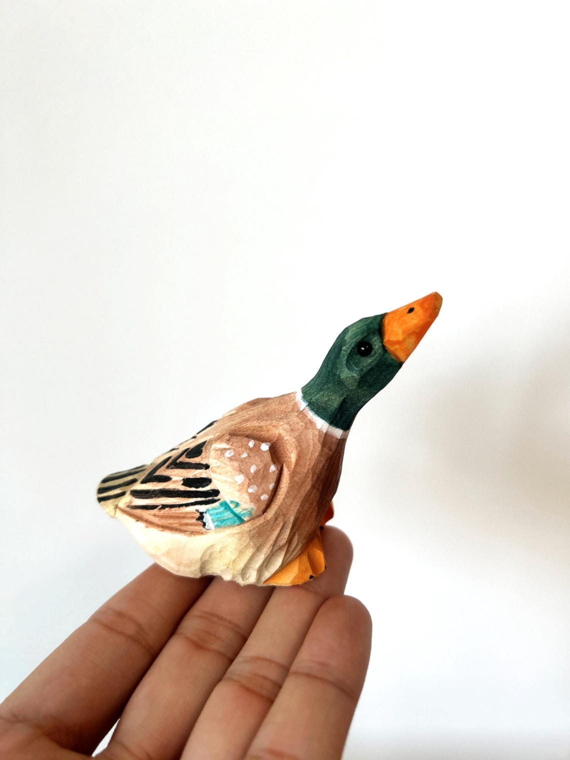 Hand Carved Wooden Mallard Duck Figurine - Etsy
