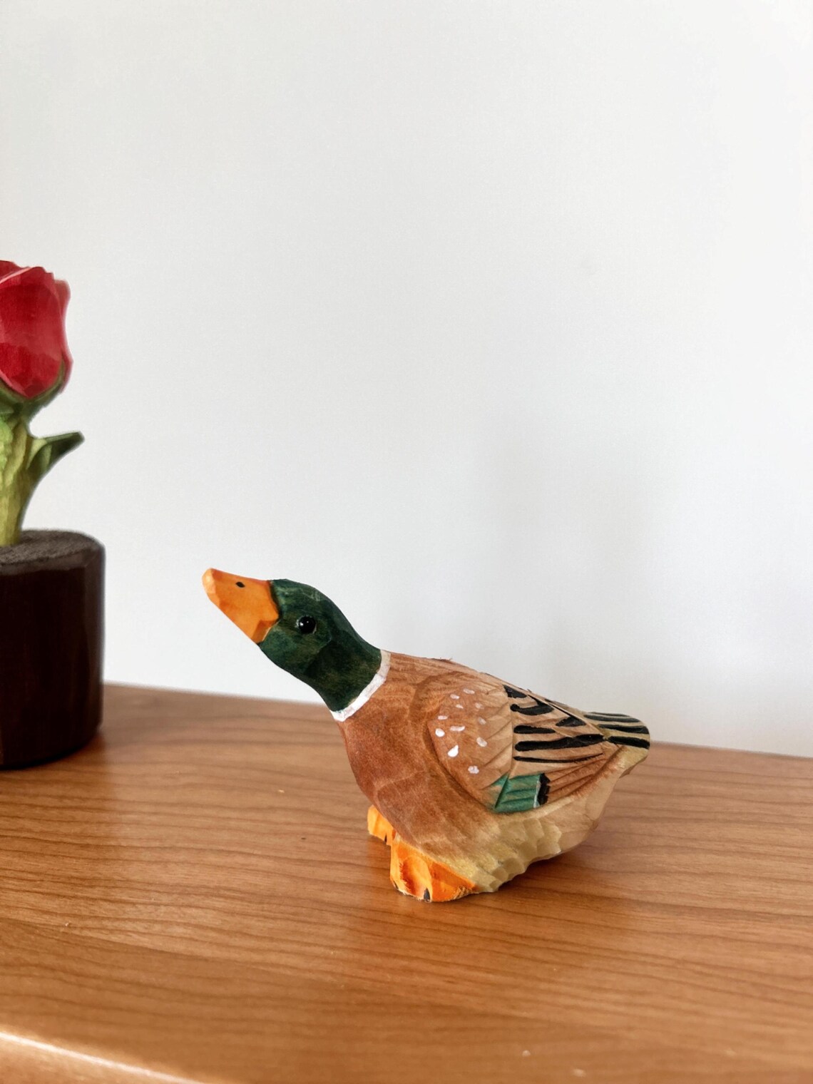 Hand Carved Wooden Mallard Duck Figurine - Etsy