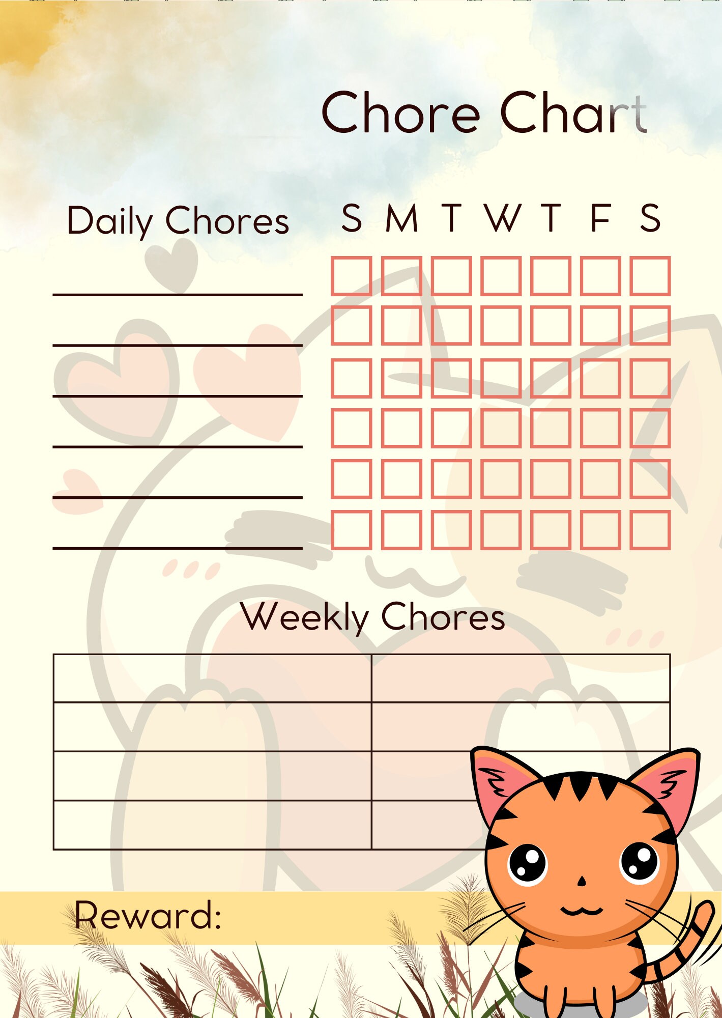 4 Different Reward Charts, Chore Charts Printable, for Daily and Weekly ...