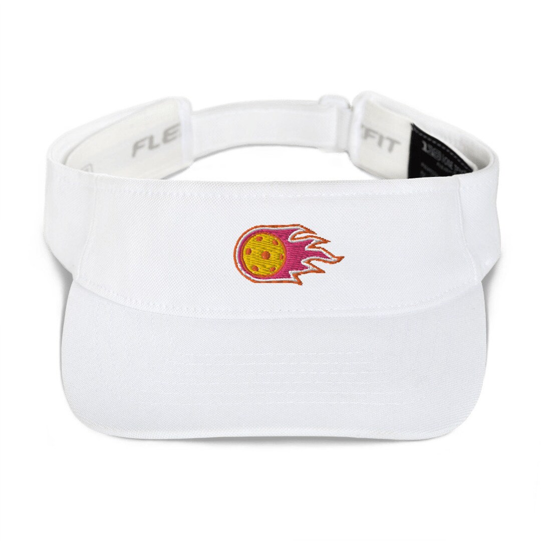 Pickleball of Fire Visor | Women's Pink & Yellow Embroidered Sun Visor ...