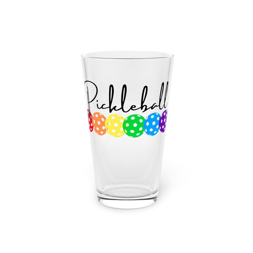 Pickleball Glass | One Pint 16oz Fun Colorful Glasses for Water or Wine ...