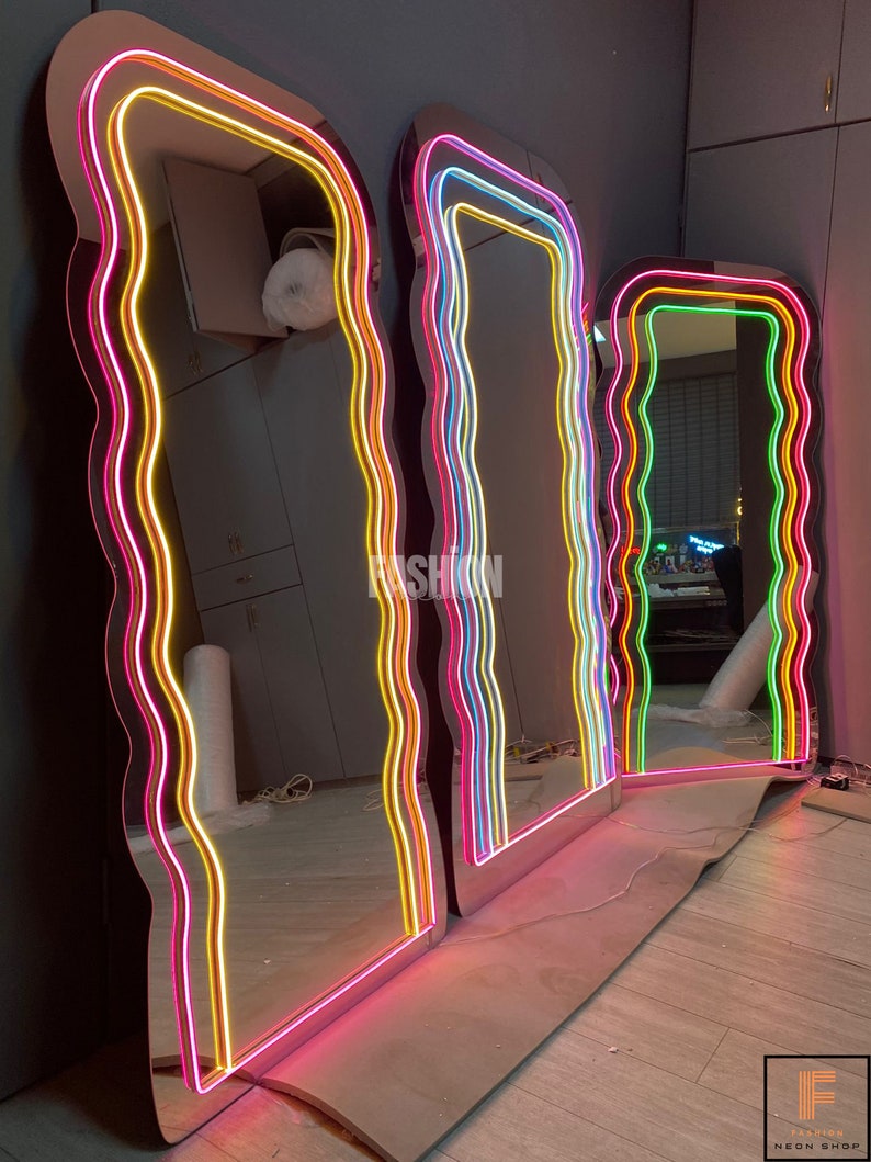 Wavy Neon Mirror Full Length Mirror Mutlicolor Neon Mirror - Etsy