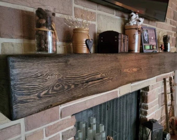 Rustic Fireplace Mantle, Farmhouse Decor, Rustic Wood, Mantle, Rustic ...