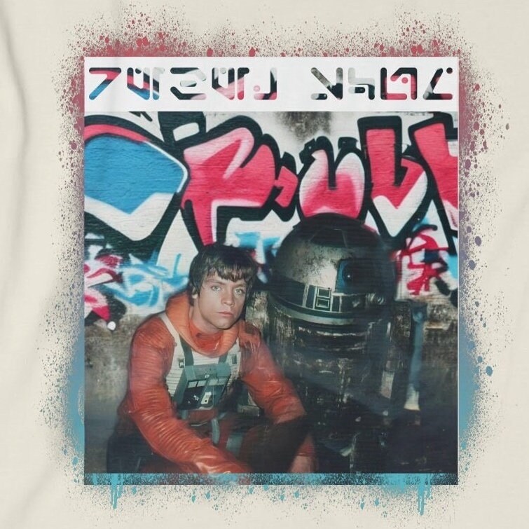 Luke & R2-D2 Graffiti T-shirt: 90s Urban Style for Star Wars Fans. 100% ...