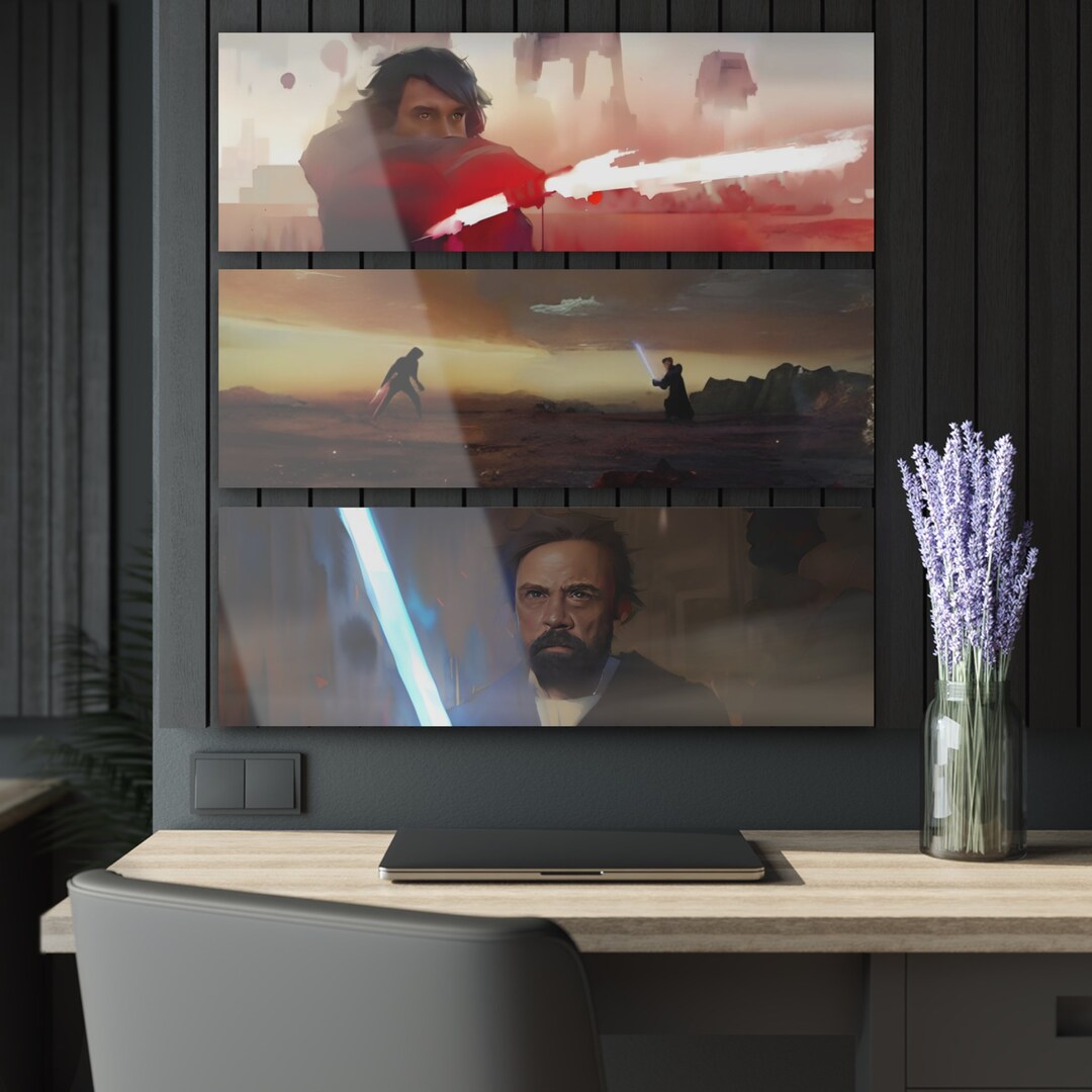 Kylo Ren Vs Luke Skywalker Acrylic Art - Star Wars Triptych - Etsy
