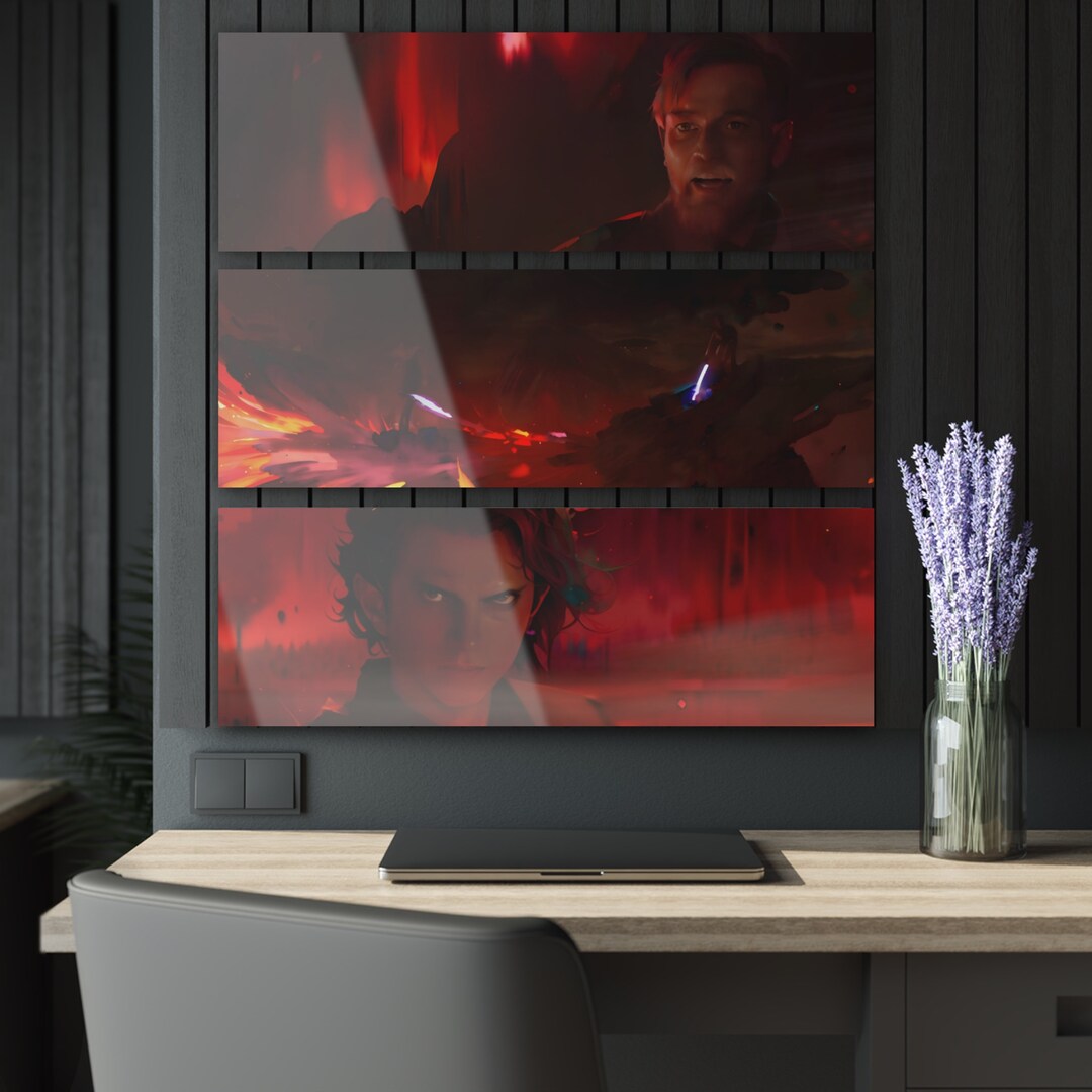 Obi Wan Vs. Anakin Trilogy Art Print Set: Captivating Star Wars Acrylic ...