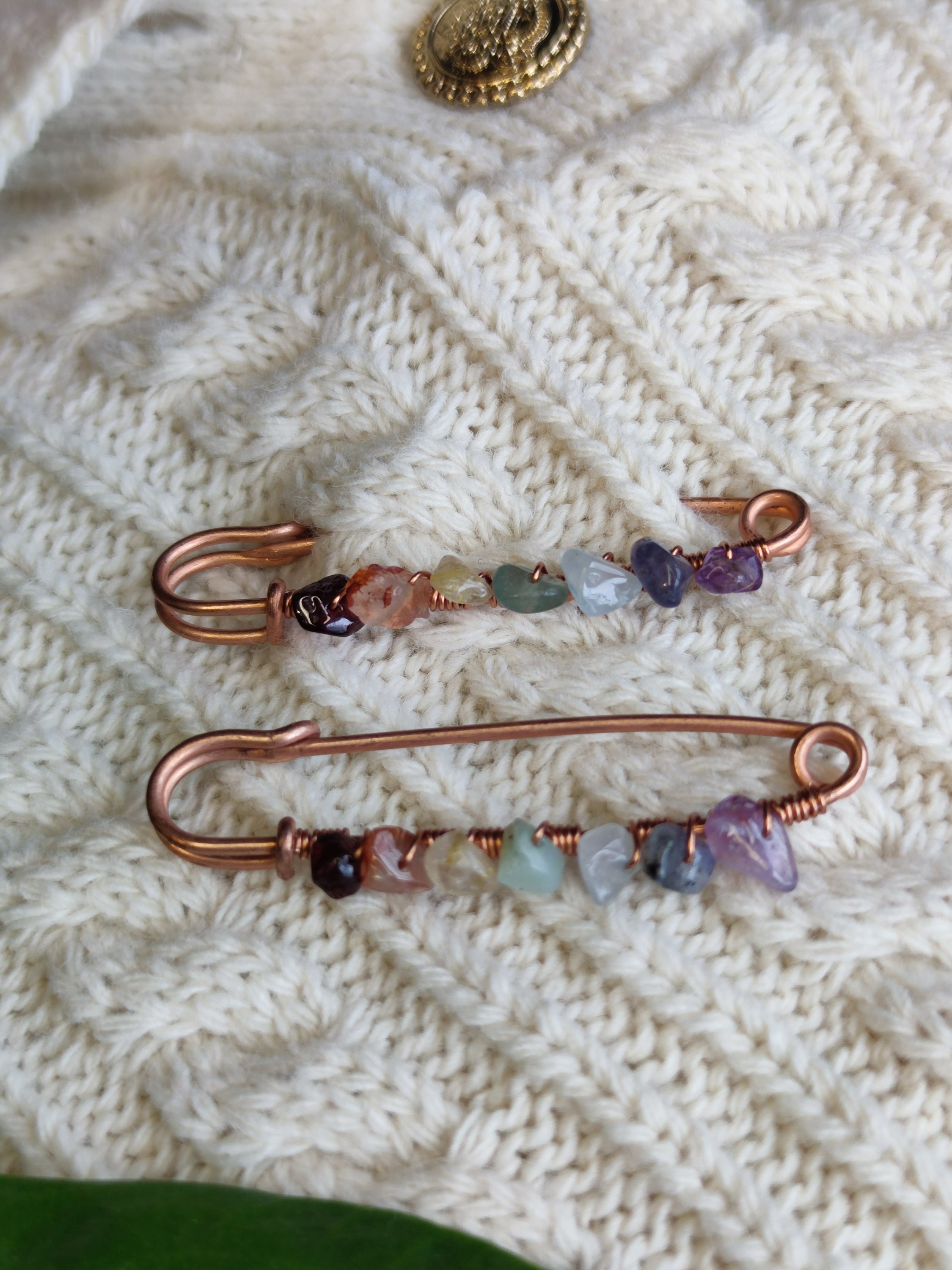 7 Chakra Crystal Pin | Rainbow Collar Safety Pin Crystal Brooch for ...