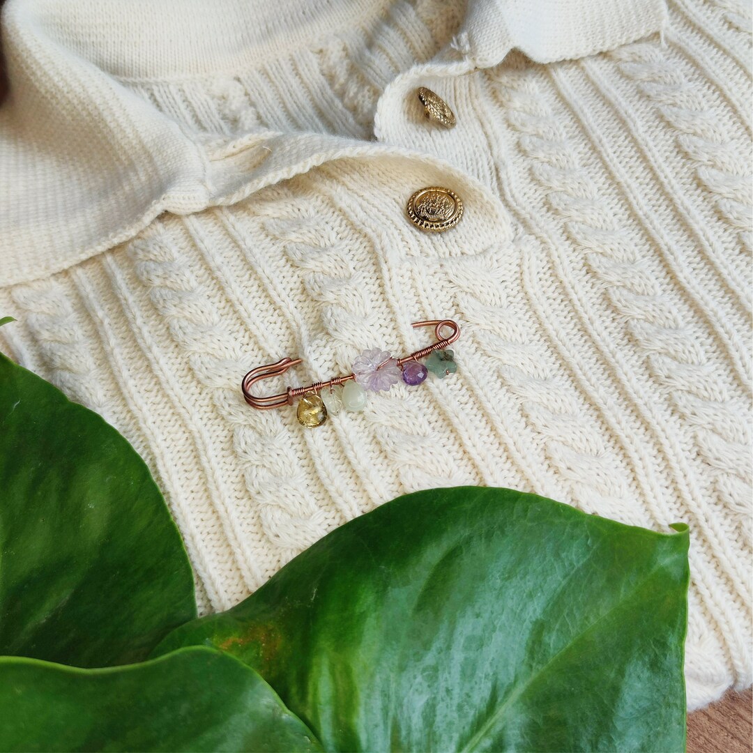 Crystal Safety Pin Accessory, Unique Spring Rainbow Crystal Brooch for ...