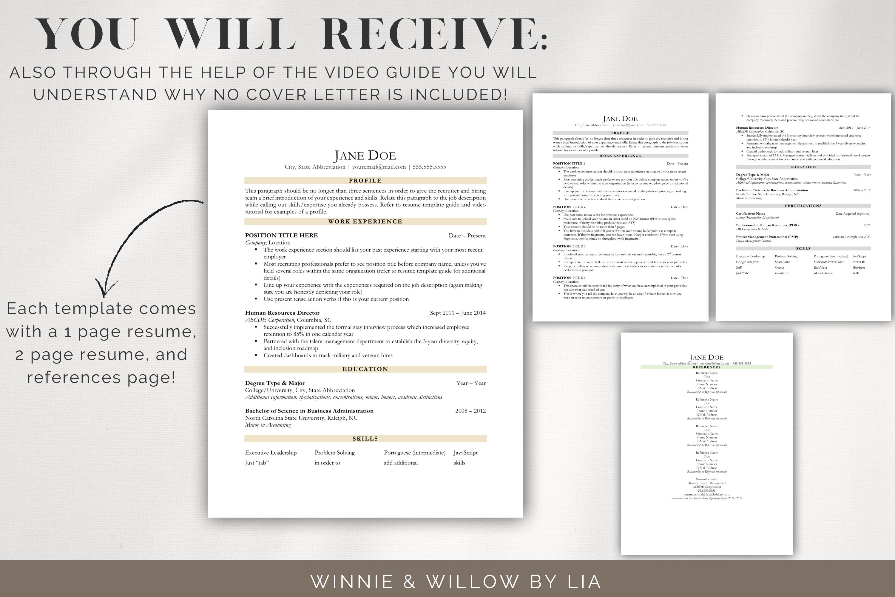 ATS Friendly Resume Template for Word and Google Docs, Simple Modern ...