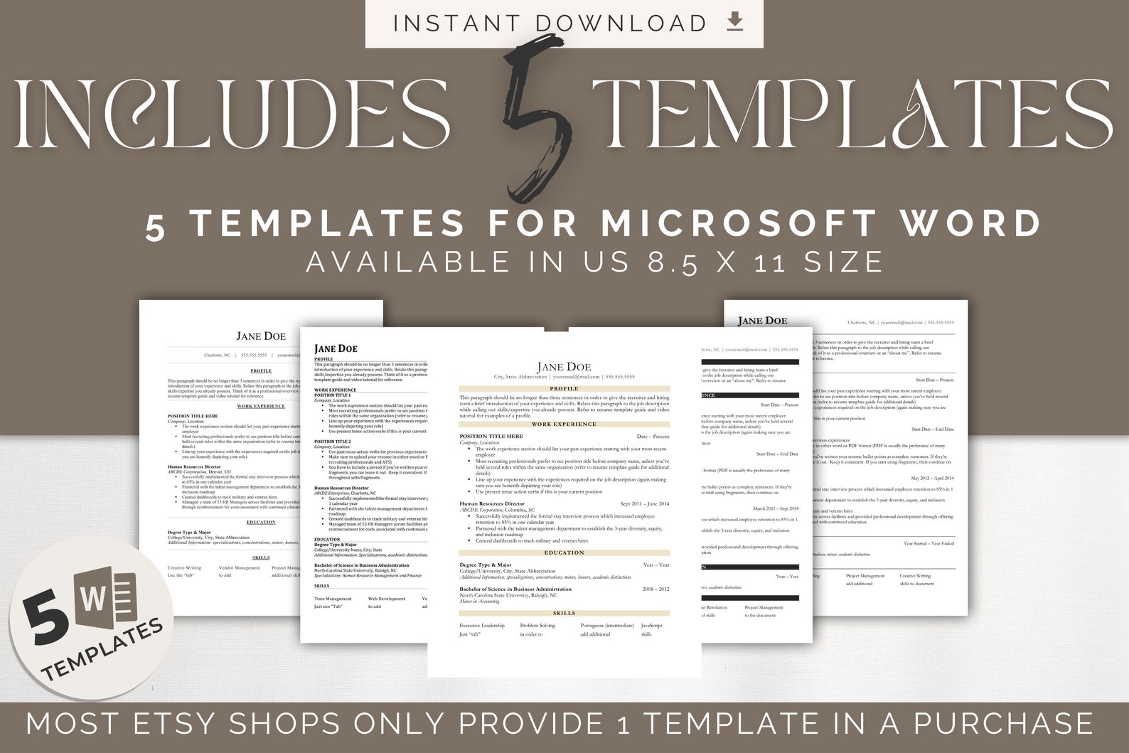 ATS Friendly Resume Template for Word and Google Docs, Simple Modern ...