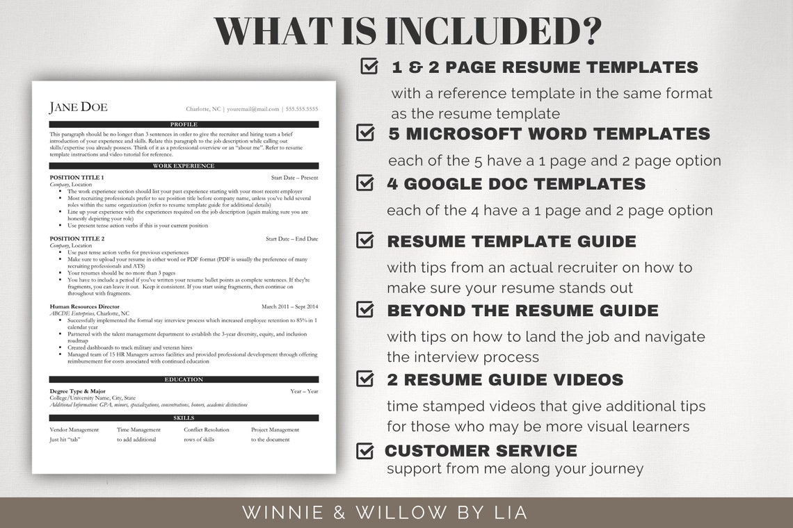 ATS Friendly Resume Template for Word and Google Docs, Simple Modern ...
