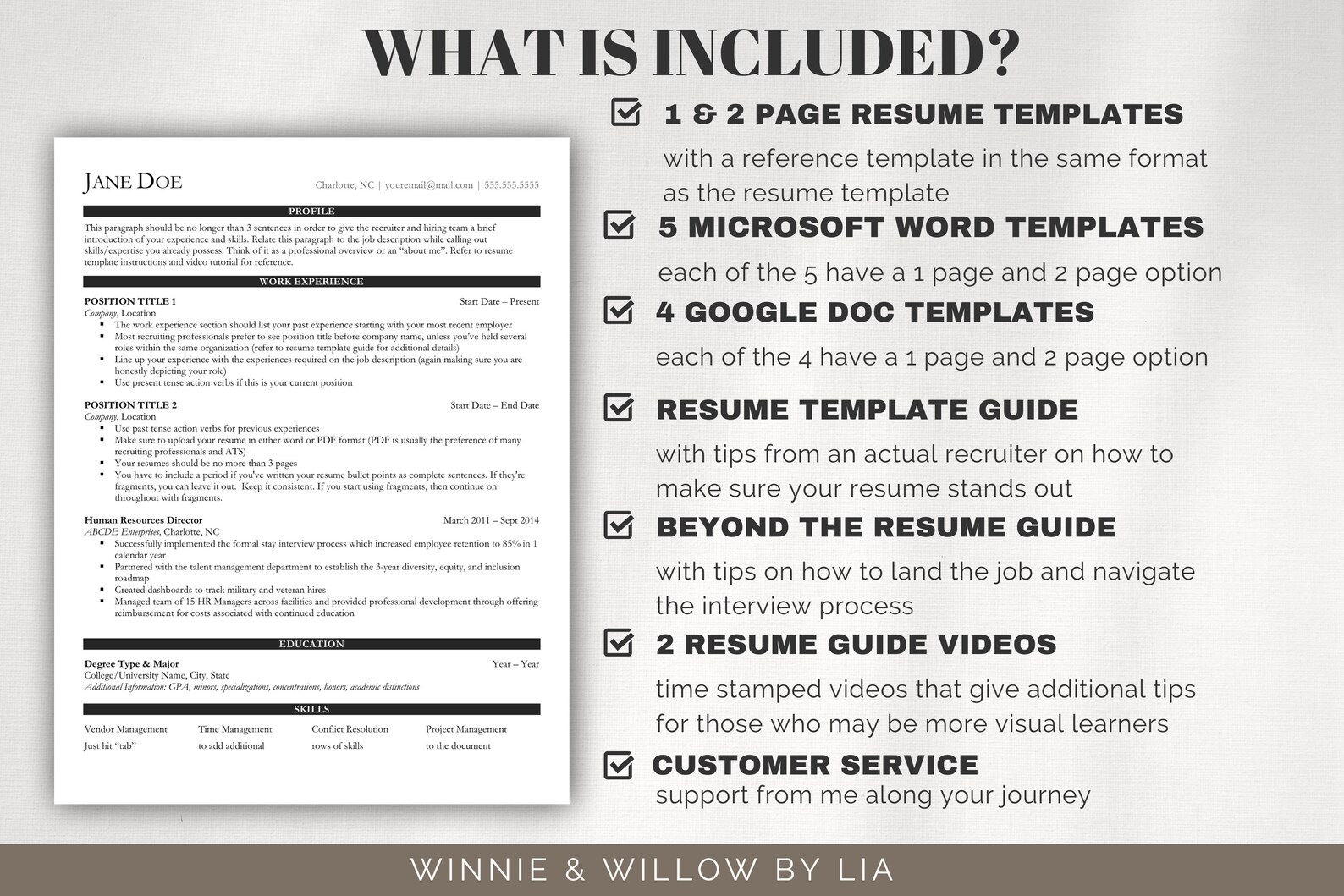 ATS Friendly Resume Template for Word and Google Docs, Simple Modern ...