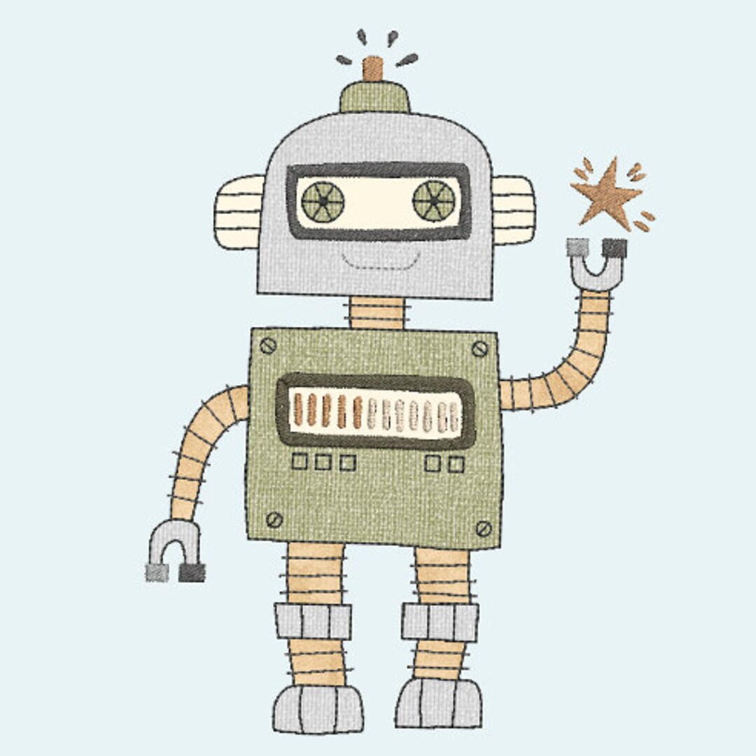 Doodle Embroidery File, Robot, Formats Dst, Exp, Pes, Jef, Xxx, Hus ...