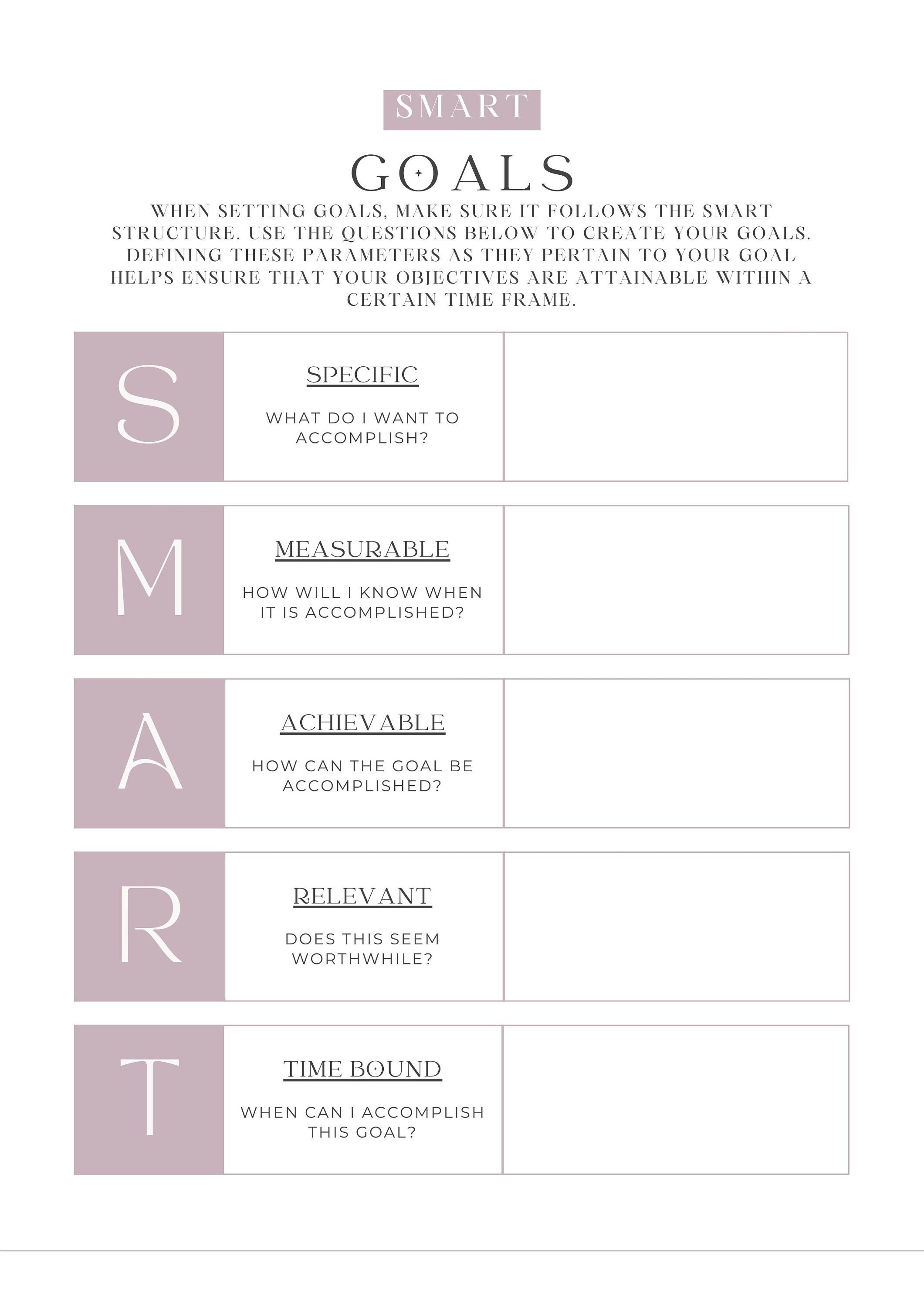 SMART Goals Planner - Etsy