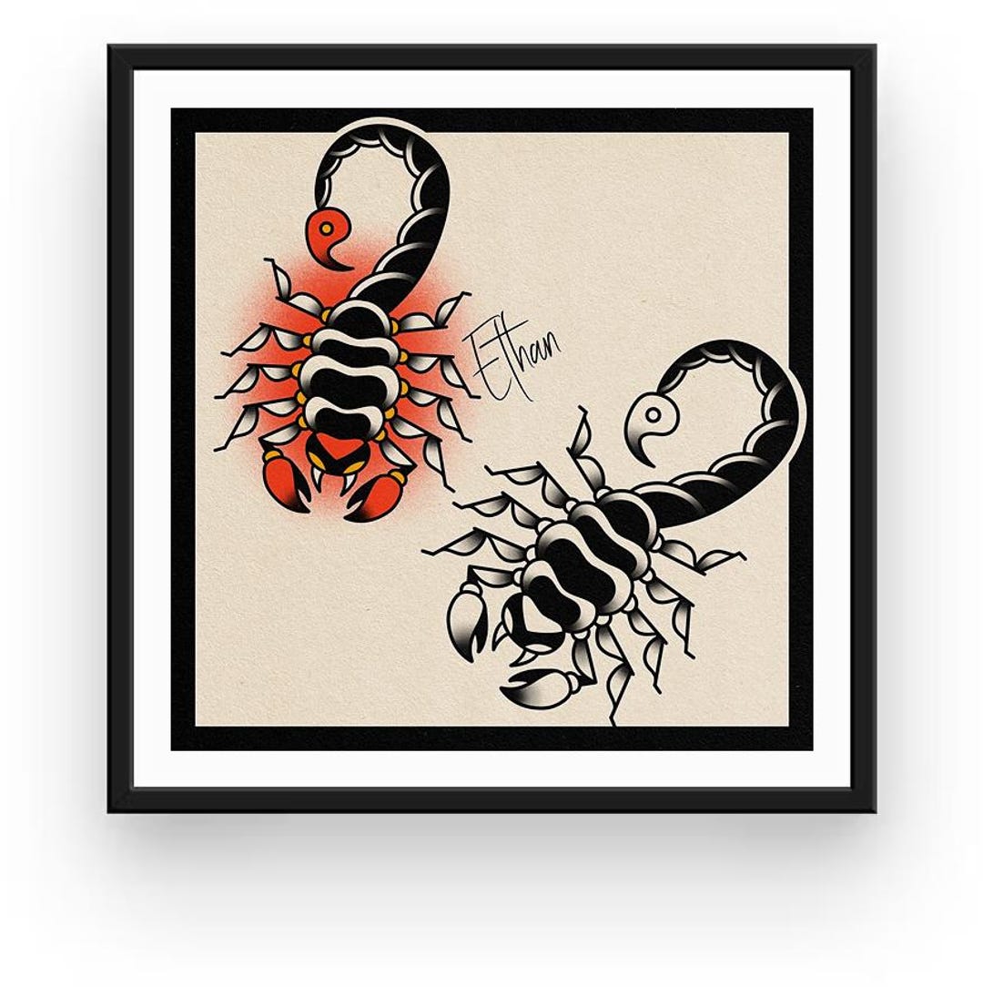 3 Sets of Traditional Scorpion Tattoo Designs Art Prints - Instant ...