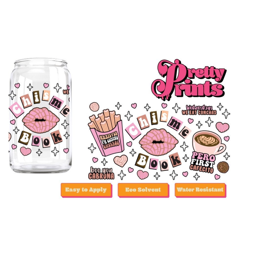 Cafecito Chisme Book 16 Oz Libbey Wrap Ready to Apply - Etsy