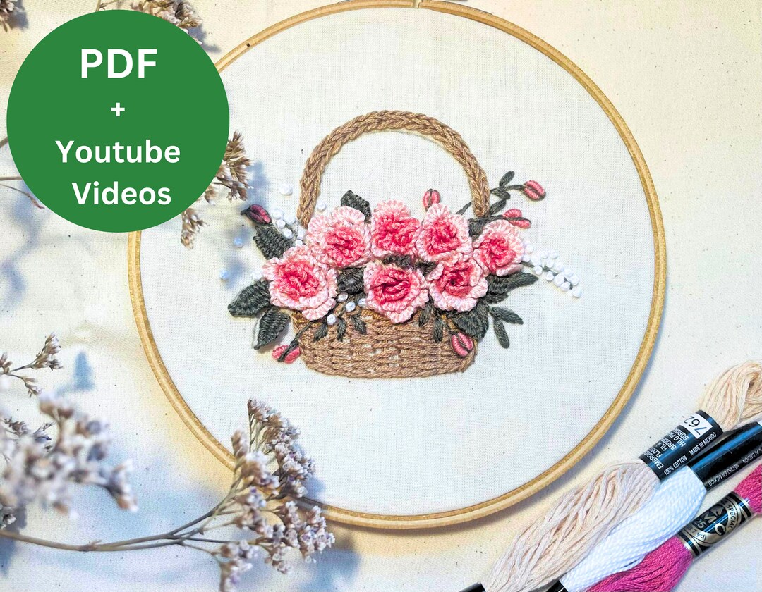 Hand Embroidery PDF Pattern, Flower Embroidery, 3D Hand Embroidery, 3D ...
