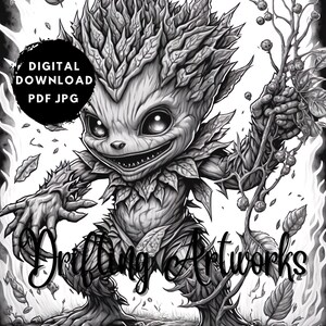 Forest Gremlins Coloring Page Art Pack 6 Designs Fantasy - Etsy